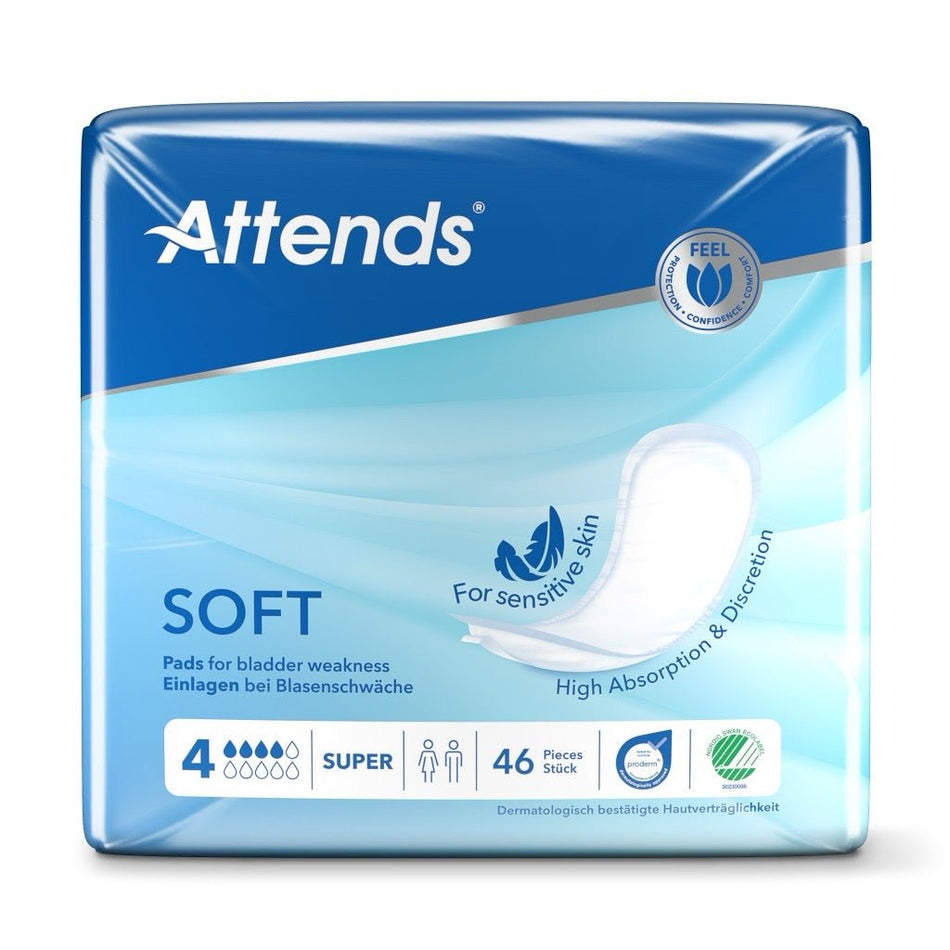 Attends Soft 4 Super Unisex Incontinence Pads - 46 Pack – Discount Medical