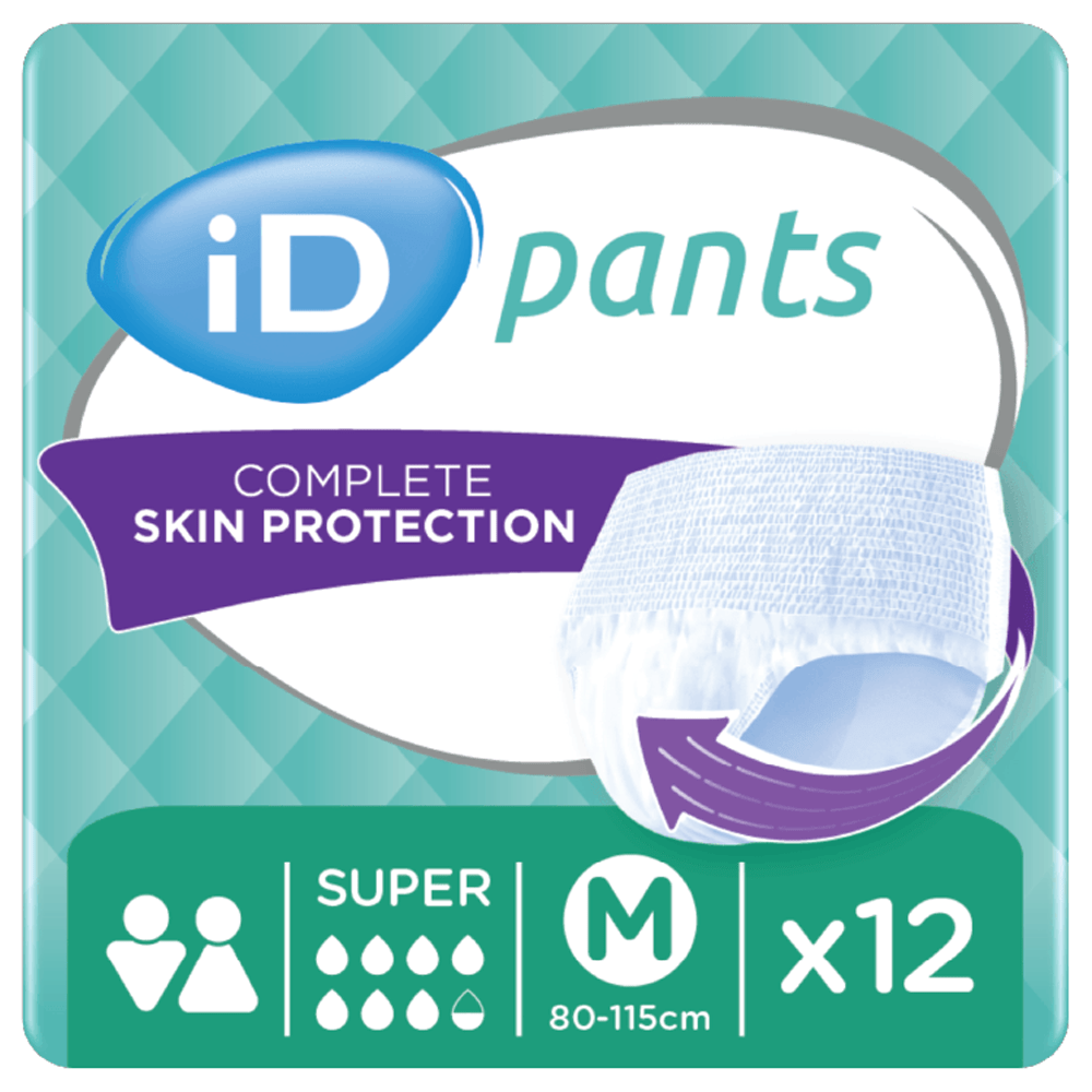 iD Pants Super Medium - 12 Pack Unisex Disposable Incontinence Pants ...
