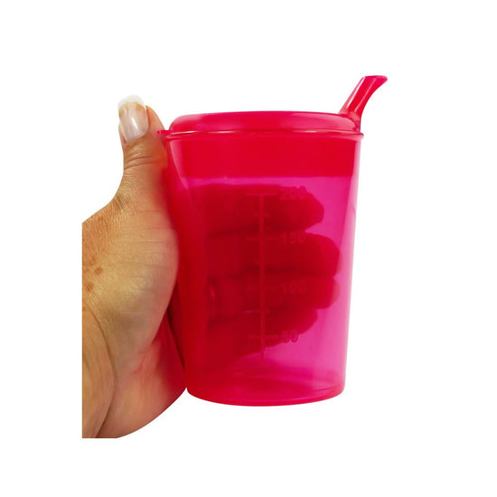 Medi-Inn Adult Drinking Beaker Red 250ml with lid 4 x 4mm Spout ...