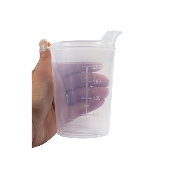 Medi-Inn Adult Drinking Beaker Transparent 250ml with lid 12 x 10mm Sp ...